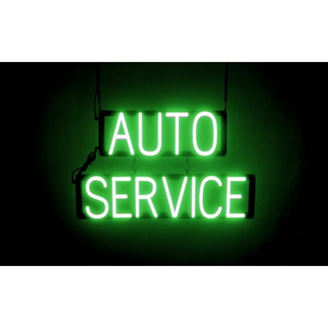 SpellBrite AUTO SERVICE LED Sign for Business. 24.9" x 15.0" Green AUTO ...