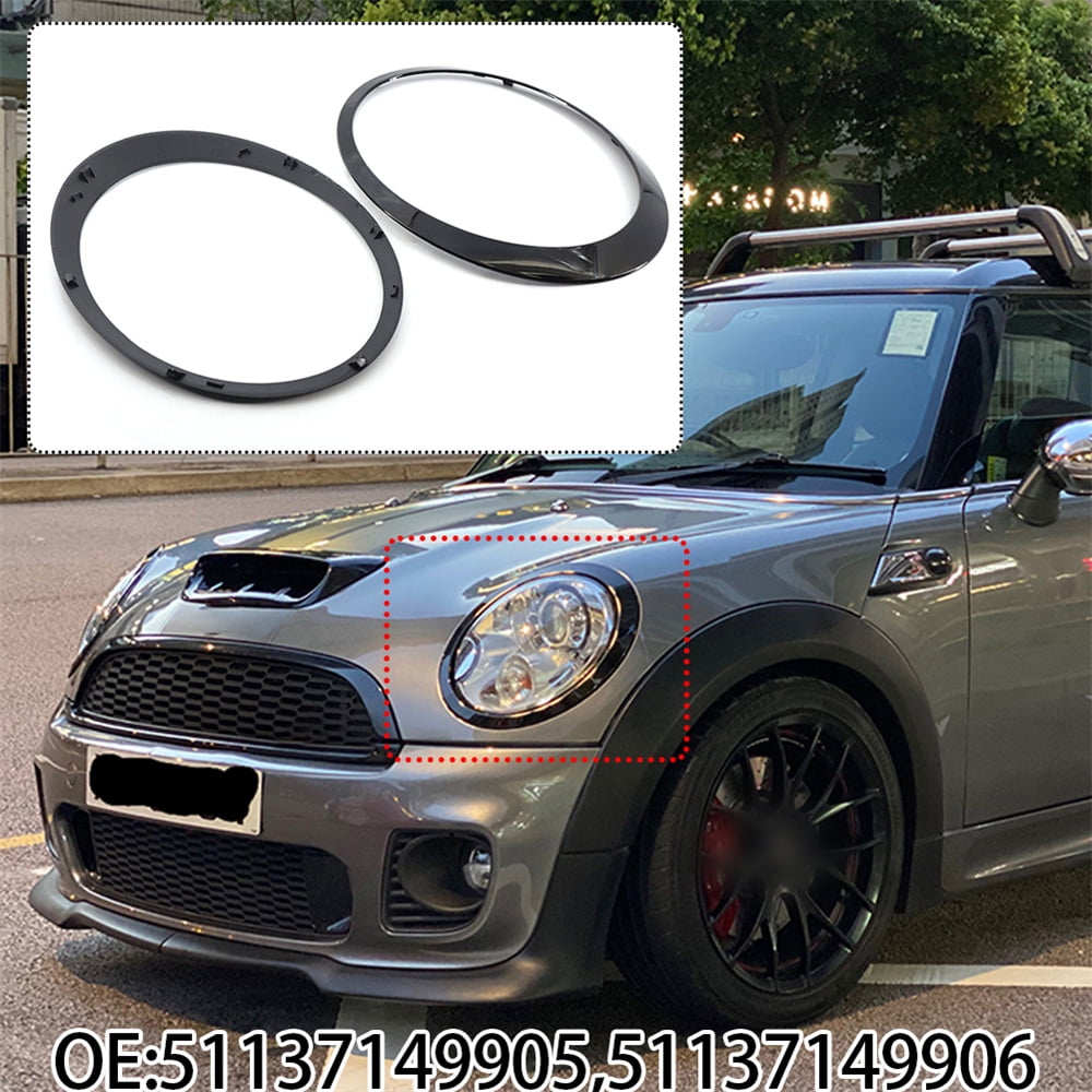 Glossy Black Headlight Trim Ring Left + Right For Mini Cooper R55 R56 ...