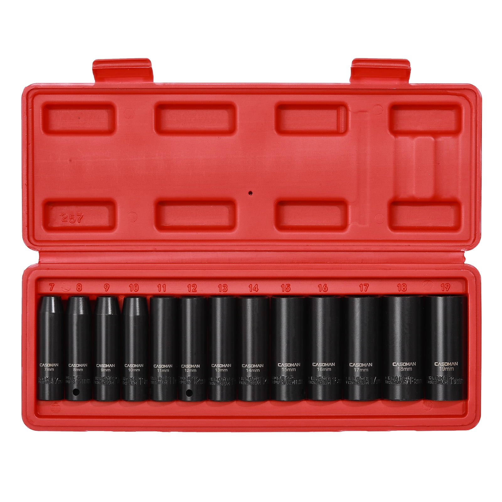 CASOMAM 13 Pieces 3/8-inch Drive Impact Socket Set, 6-Point, Metric ...