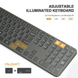 ProtoArc KM100 Backlit Wireless Keyboard & Mouse Combo, Compatible with ...