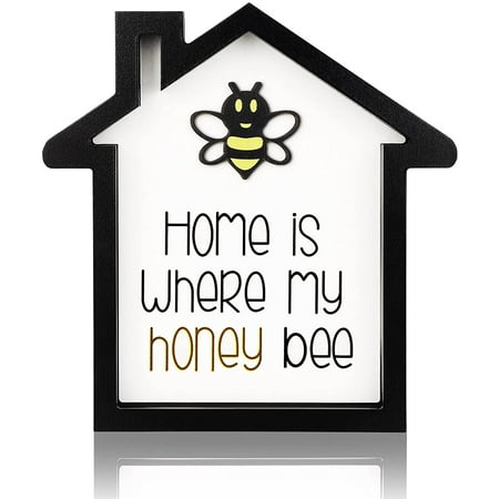 Wooden Bee tive Home Sign, 3D Bee Wooden Home tion Bee Standing Modern ...