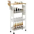 Dextrus White 4-Tier Slim Kitchen Storage Cart, Mobile Utility ...
