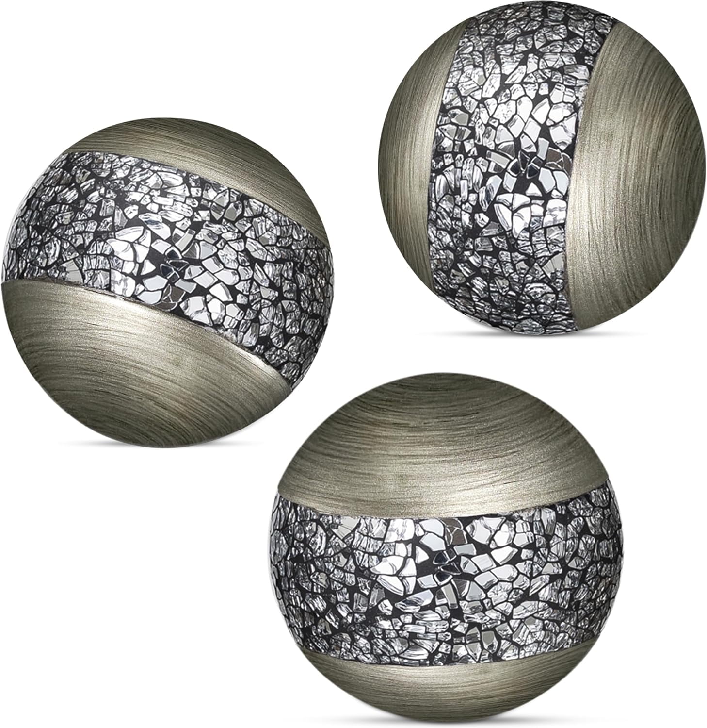 Schonwerk Silver Decorative Orbs for Bowls and Vases (Set of 3) Resin ...