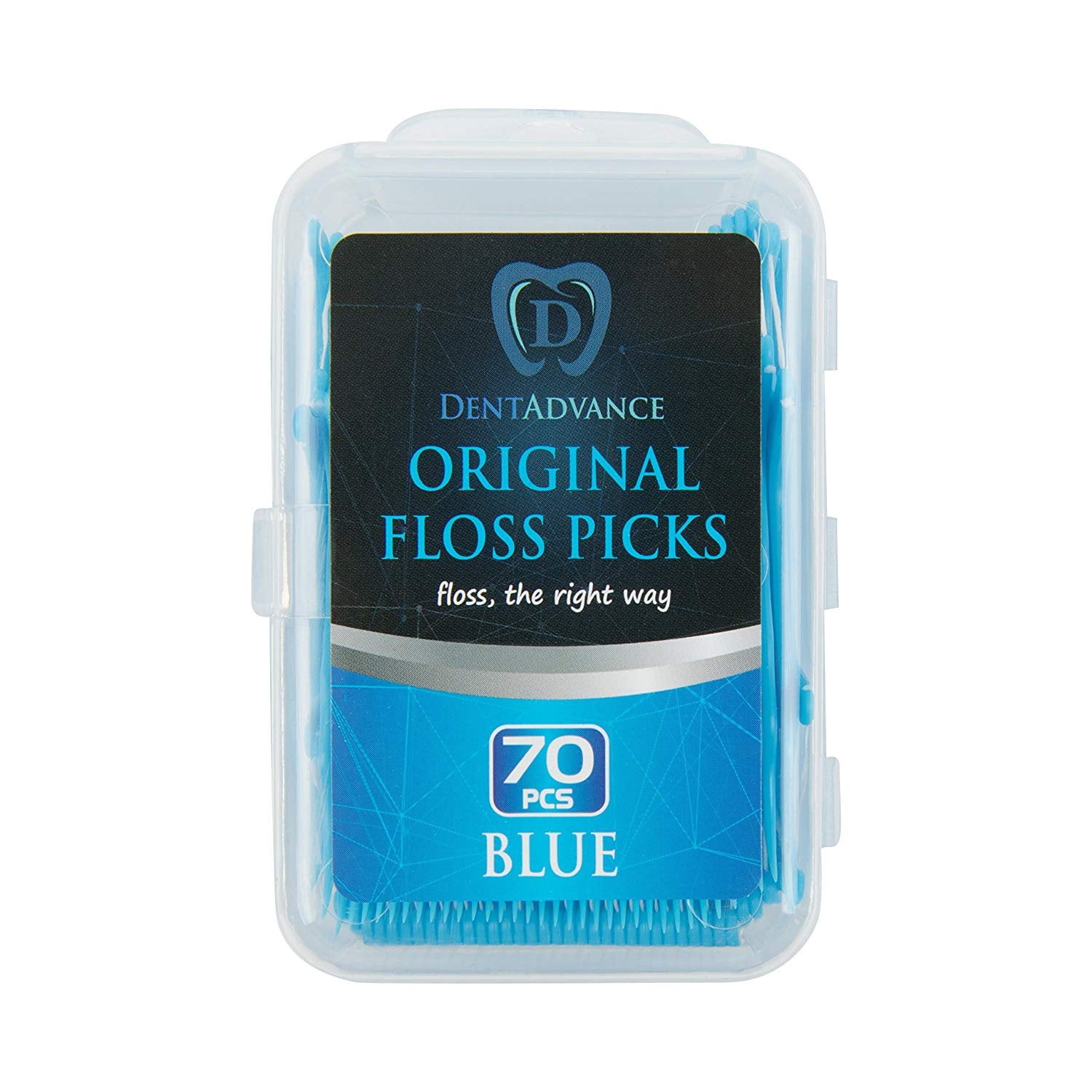 DentAdvance Premium Angled Travel Dental Floss Picks, Blue, 70 Count ...