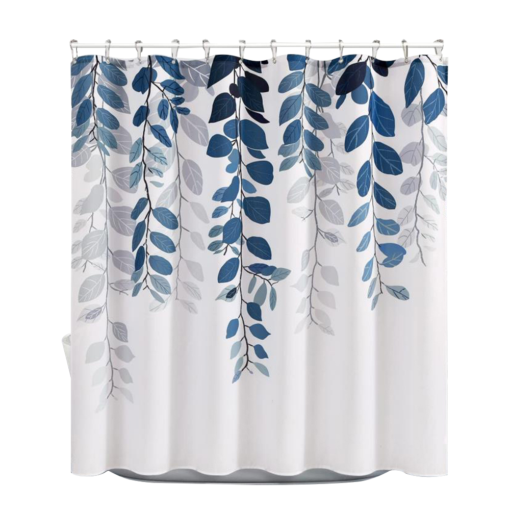 Blue Eucalyptus Shower Curtain for Bathroom Floral Watercolor Leaves on ...