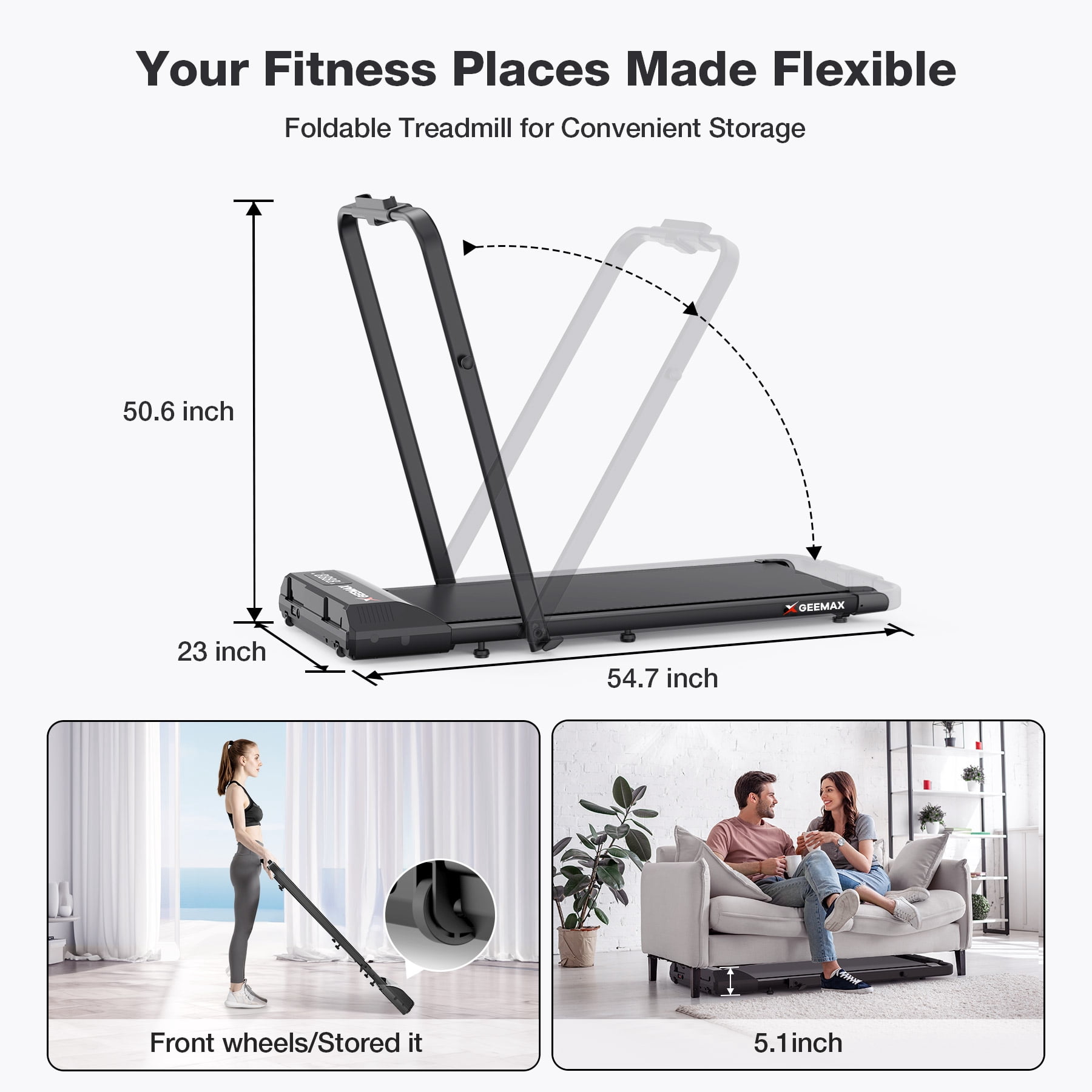 Compact 2-in-1 Folding Treadmill with Electric Motor and Desk in Nepal ...