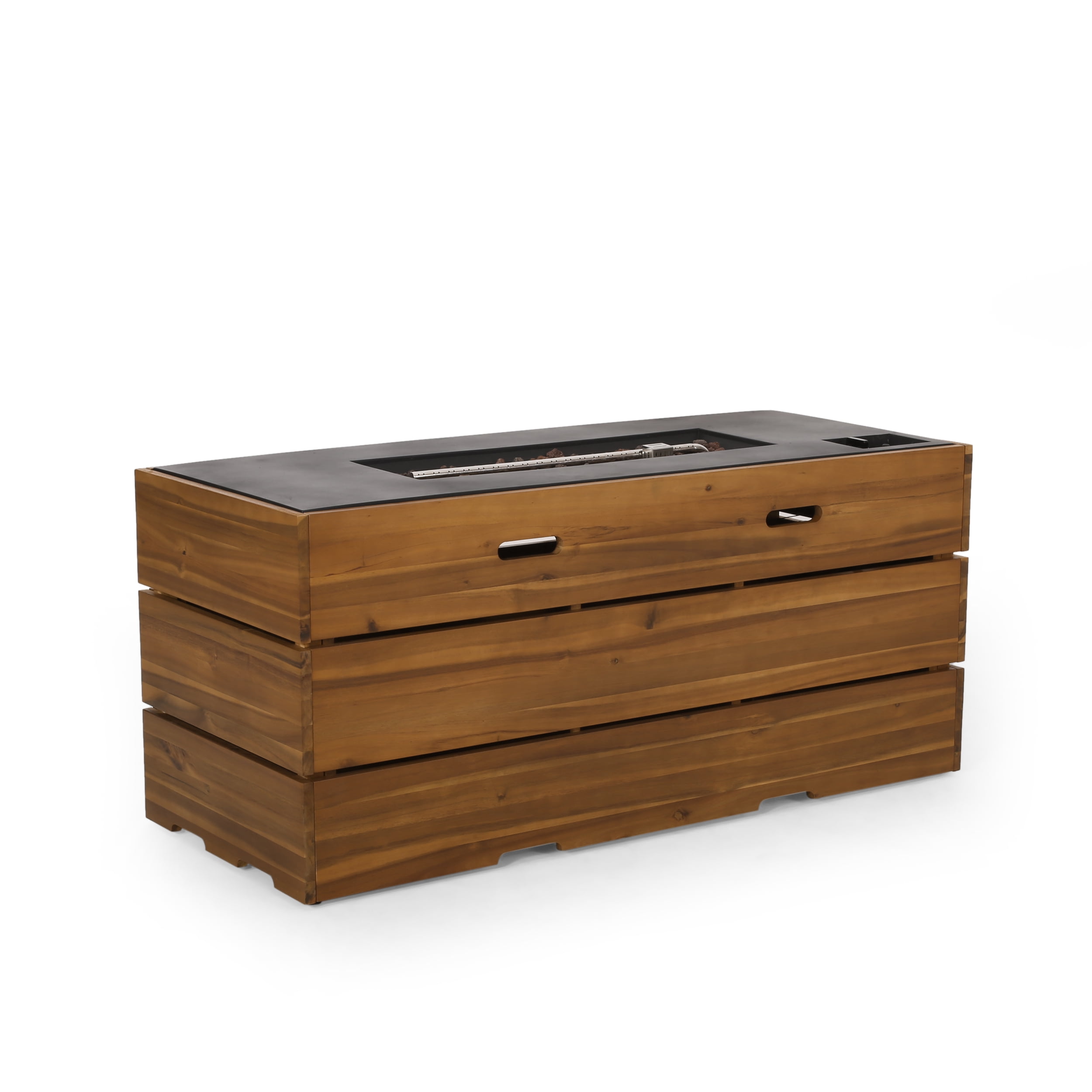 Barnsley Acacia Wood Outdoor 55" Rectangular Fire Pit - 40,000 BTU ...