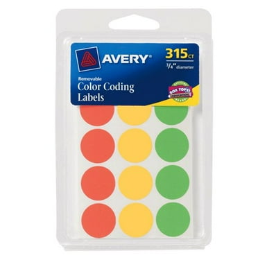 Avery(R) Removable Color-Coding Labels, Removable Adhesive, Light Blue, 3/4" Diameter, 1,008 ...