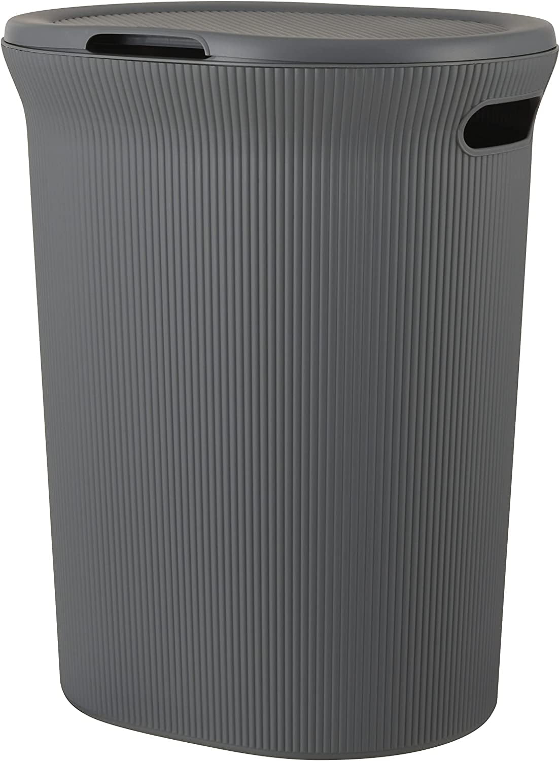 Superio 40L Elegant Ribbed Plastic Laundry Hamper with Lid - Gray ...
