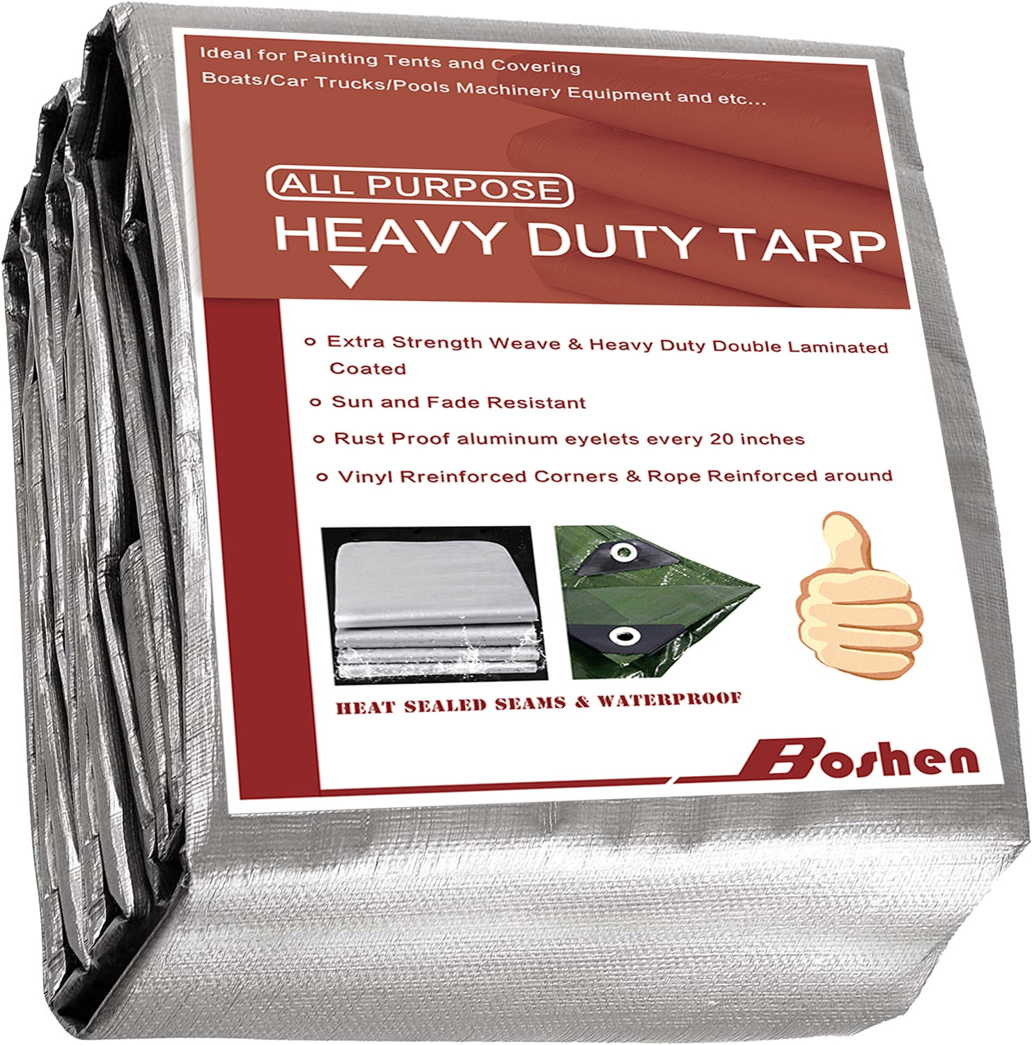 Heavy Duty Tarp Multi Purpose Silver Waterproof 10Mil Thick Poly Tarp ...