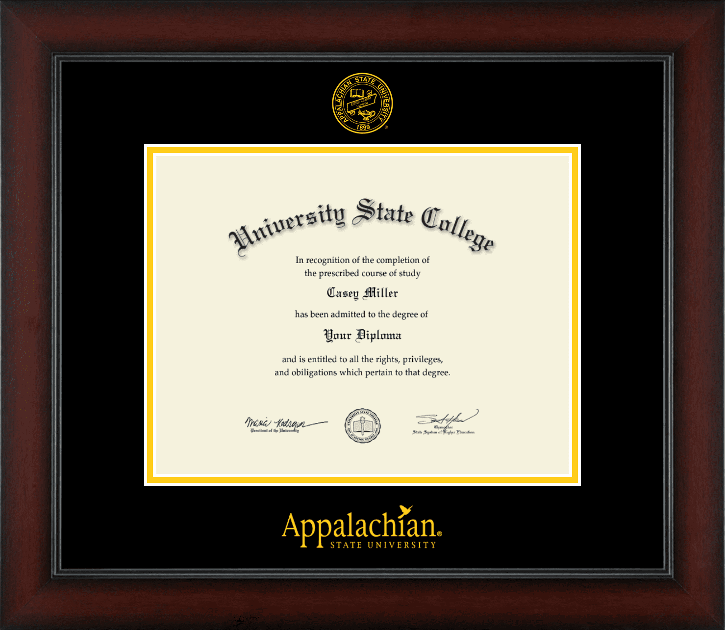 Appalachian State University Diploma Frame, Document Size 11" x 8.5 ...