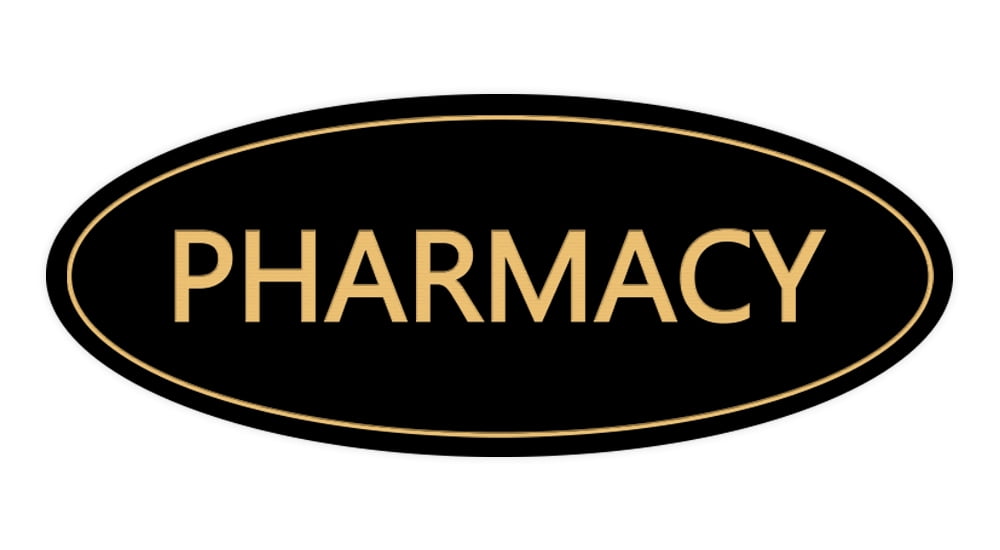Signs ByLITA Oval Pharmacy Sign (Black Gold) - Medium 2.75x7" - Walmart.com