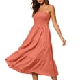 aohooy Women's Spaghetti Strap Dress Smocked Tiered Flowy Dresses ...