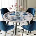 Butterfly Flower Round Table Cover, Watercolor Blue Floral White Gold ...