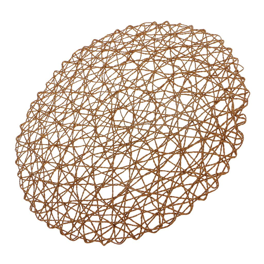 1 Piece 38cm Round Straw Woven Cup Mats Rattan Table Placemat for ...