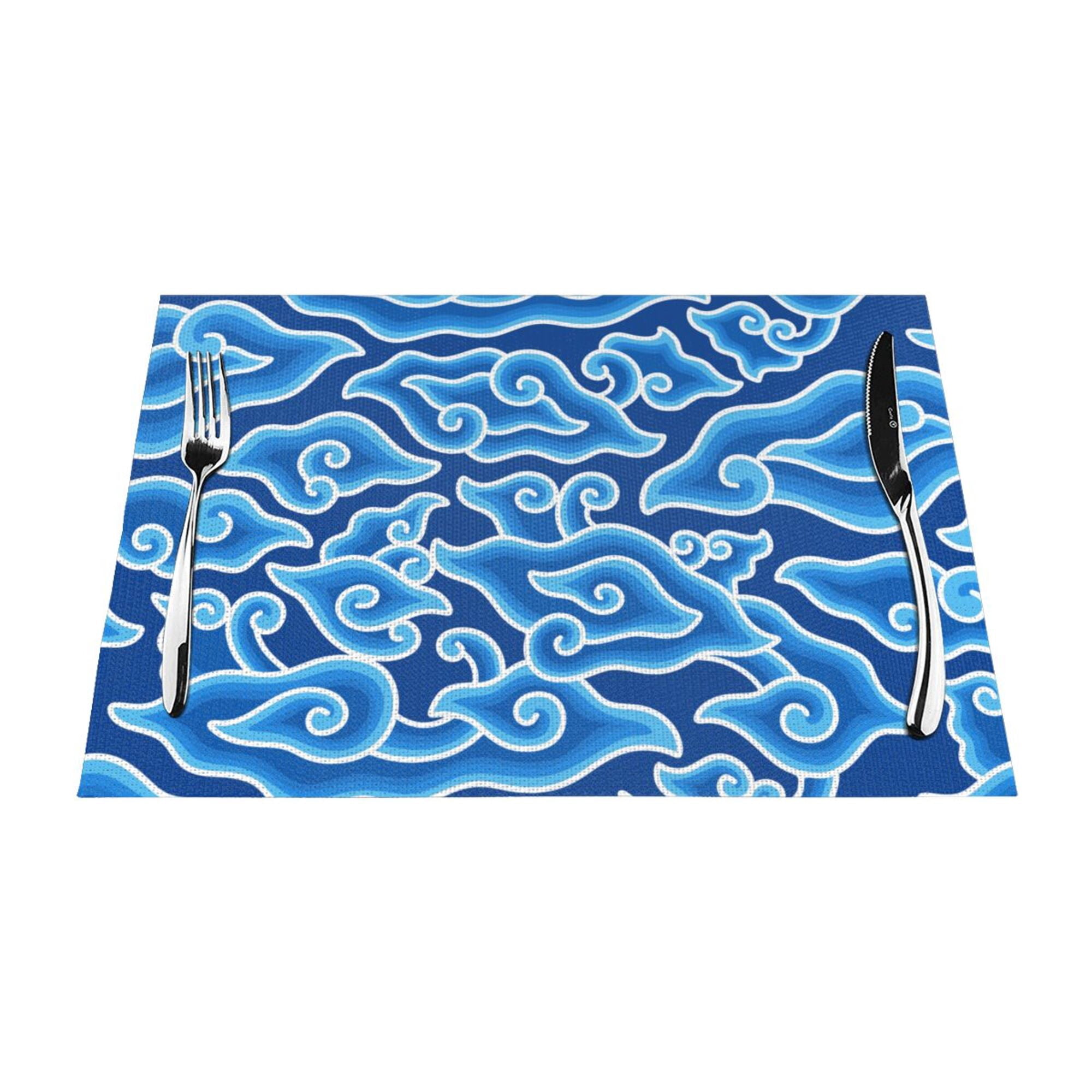 XMXY Woven Placemats Set of 6 PCS, Megamendung Batik Pattern Table Mats ...