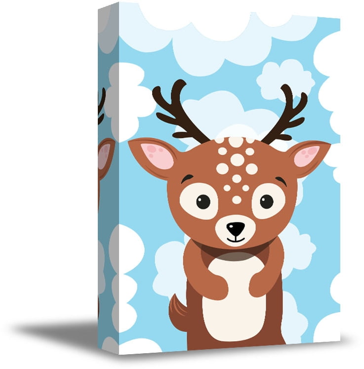 Awkward Styles Little Deer in Clouds Baby Room Decals Deer Canvas Wall ...