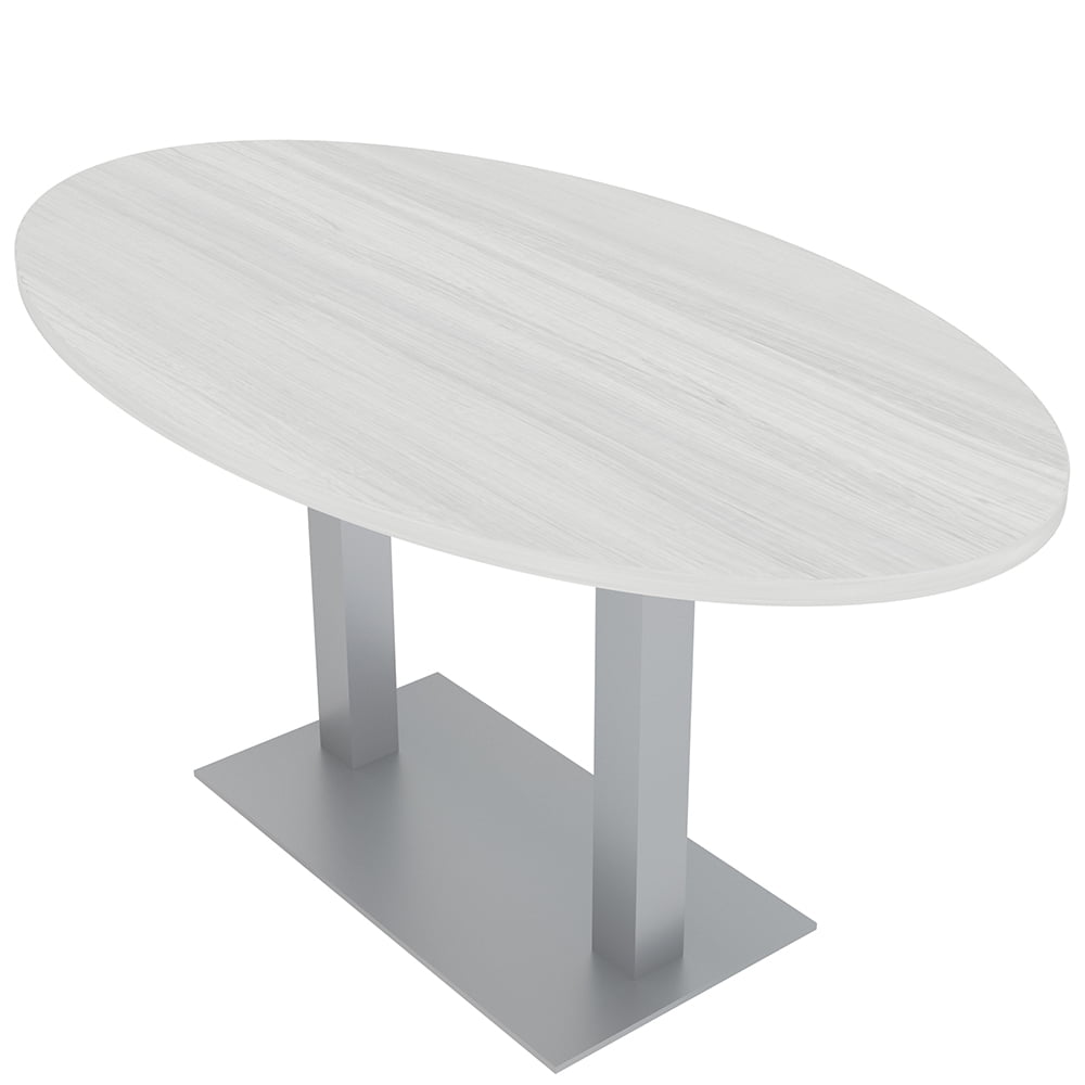 3X6 Oval Conference Room Table With Square Metal Base Electrical Unit ...