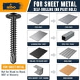100 PCS, #8 x 2 Black Self Tapping Screws for Metal, Stainless Steel ...