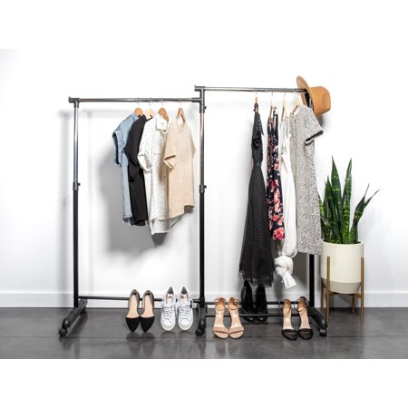Real Home Double Swing Garment Rack Black and Chrome - Walmart.com ...