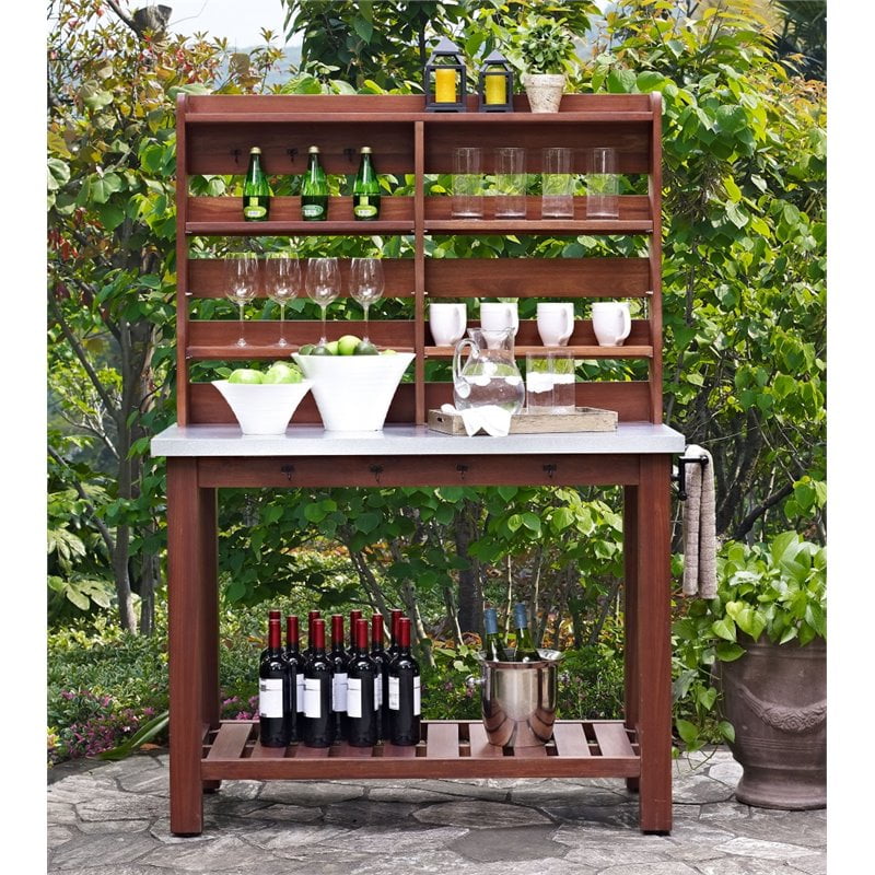 Mesa Zinc Top Indoor / Outdoor Island Buffet and Hutch In Eucalyptus ...