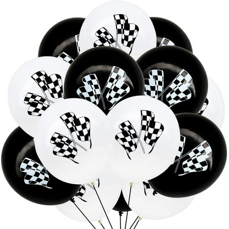 50 Pcs 10 Inch Checkered Racing Car Flag Party Balloons Race Car Latex ...