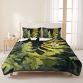 78x90in Quilt Bedding Set, Natural Spring Green Botanical Leaves ...