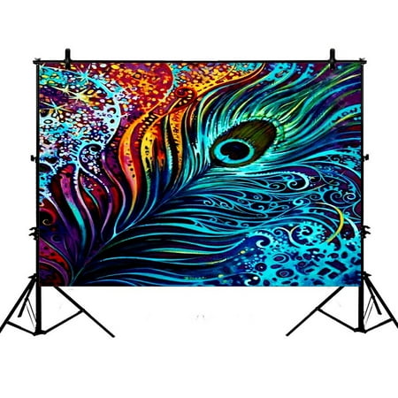 GCKG 7x5ft Colorful Peacock Design Polyester Photography Backdrop ...