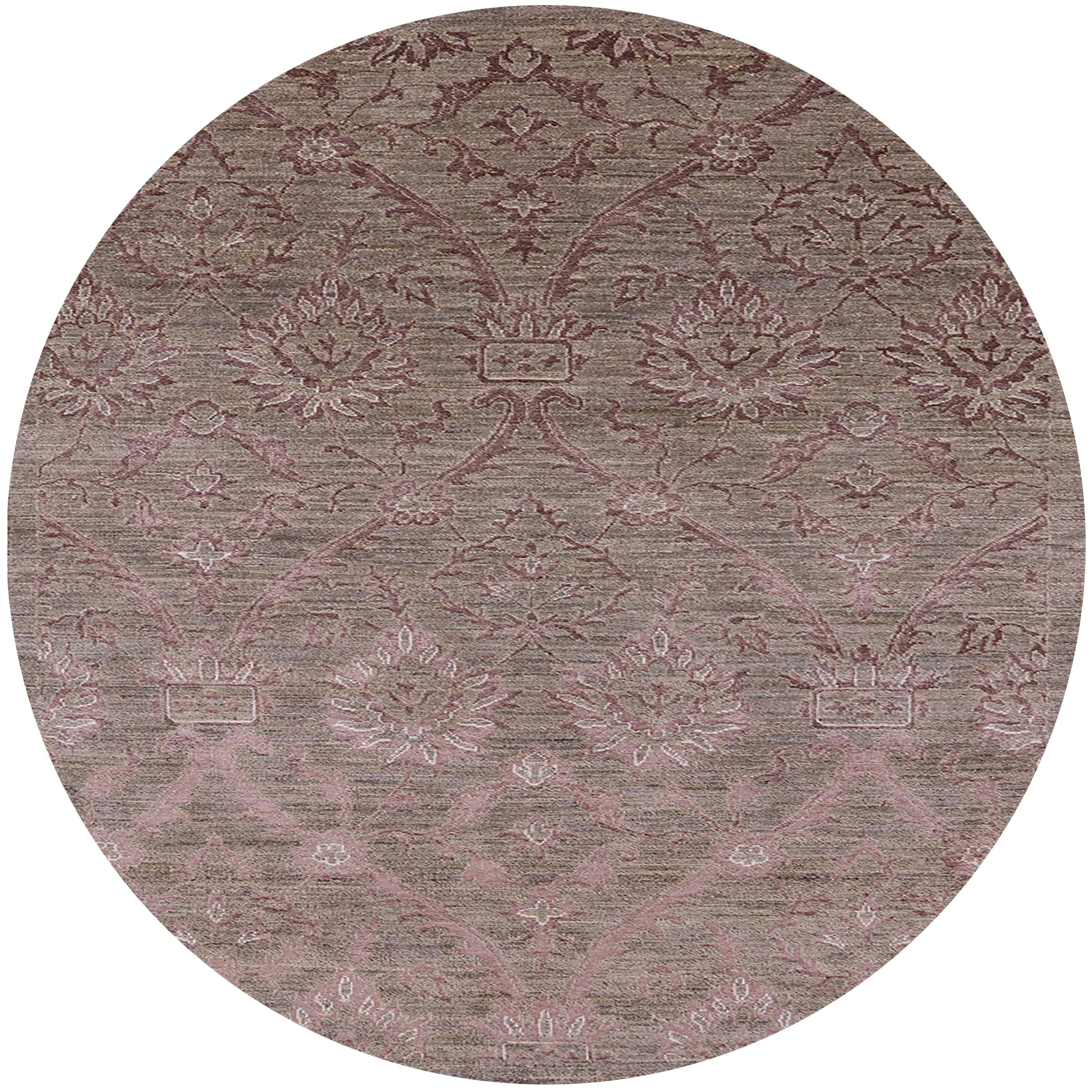 Ahgly Company Indoor Round Mid-Century Modern Pink Oriental Area Rugs ...