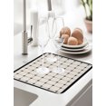 Beige Gingham Dish Drying Mat 18x24 inch Modern Minimalist Black Line ...