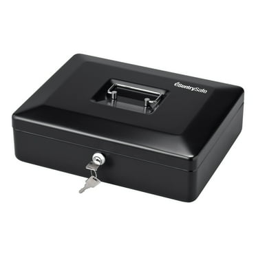 Vaultz Plastic & Steel Cash Box with Tumbler Lock, Black & Chrome ...