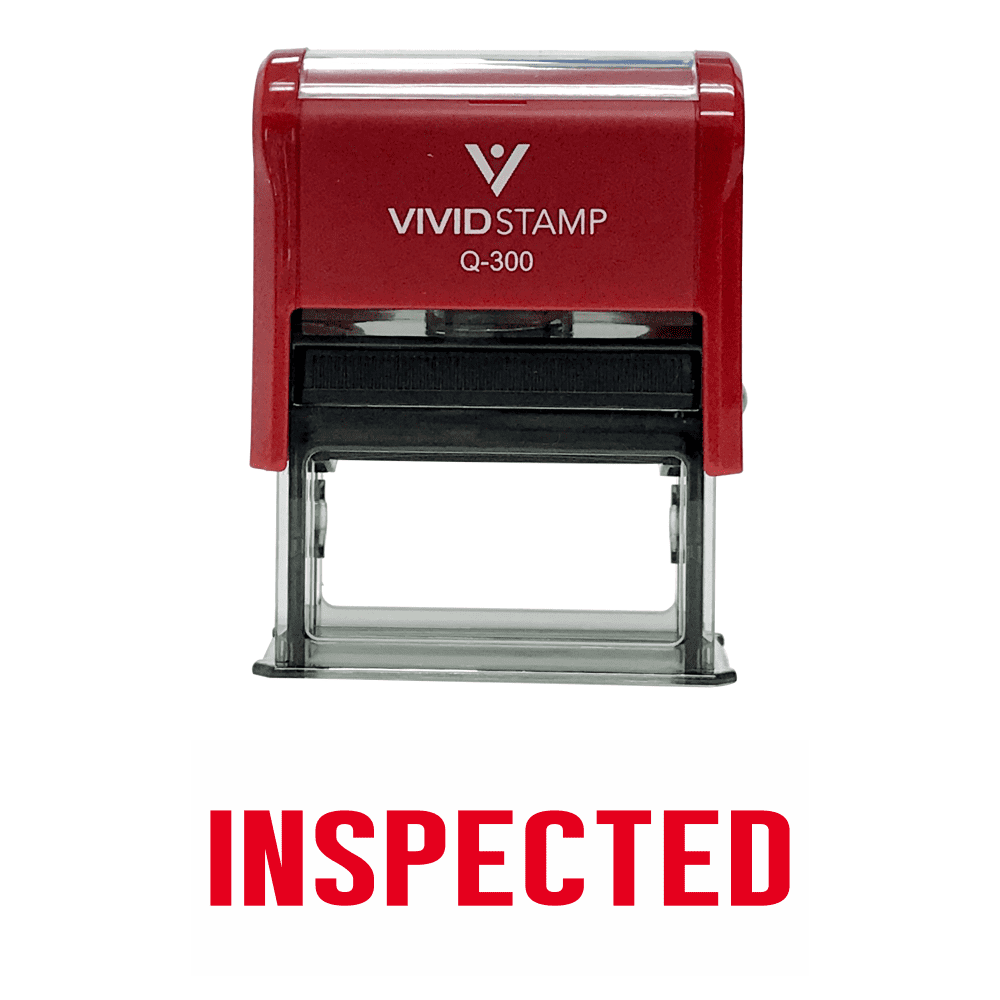 Basic INSPECTED Self Inking Rubber Stamp (Red Ink) Large - Walmart.com ...
