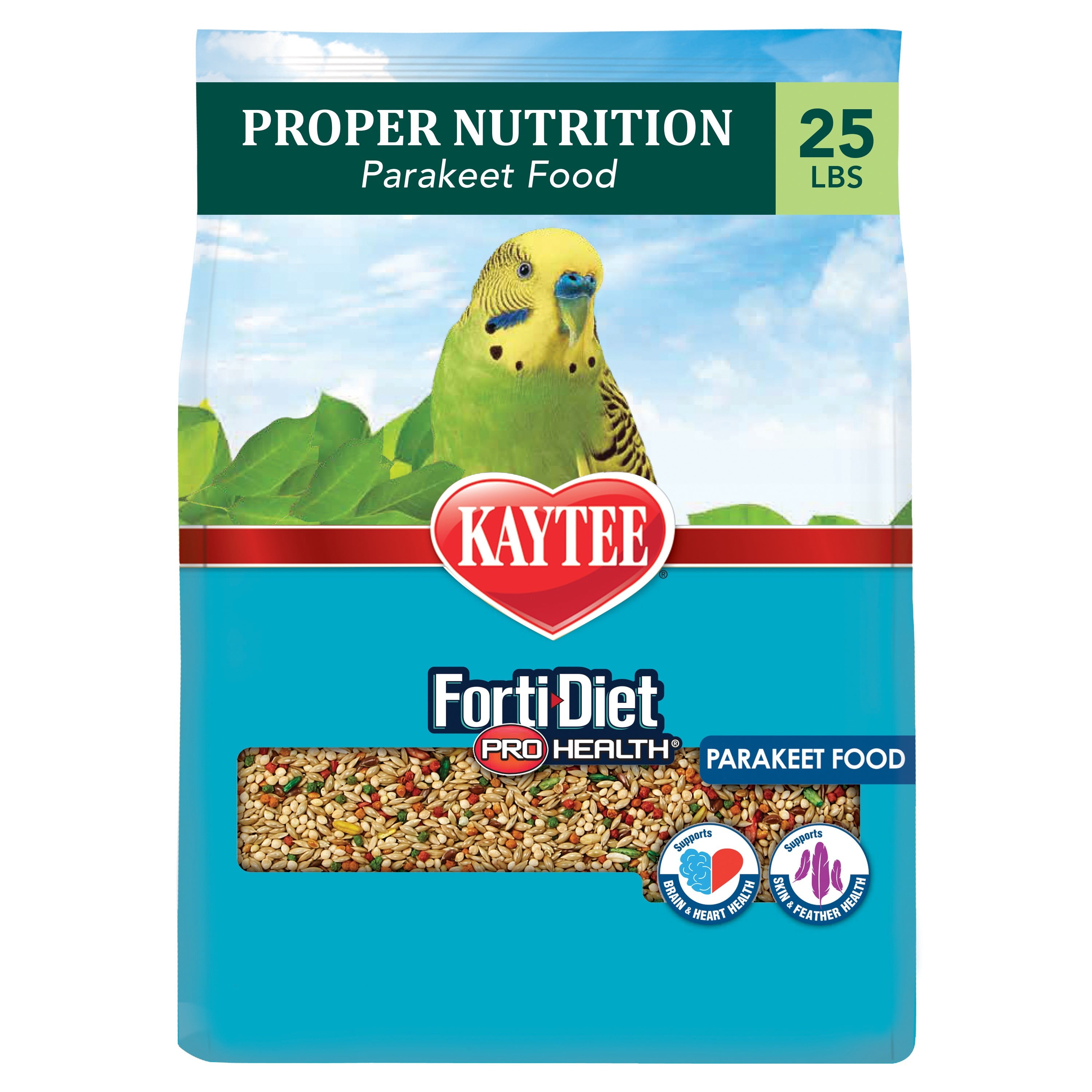 Kaytee Forti-Diet Pro Health Pet Parakeet Bird Food Seed, 25 lb ...