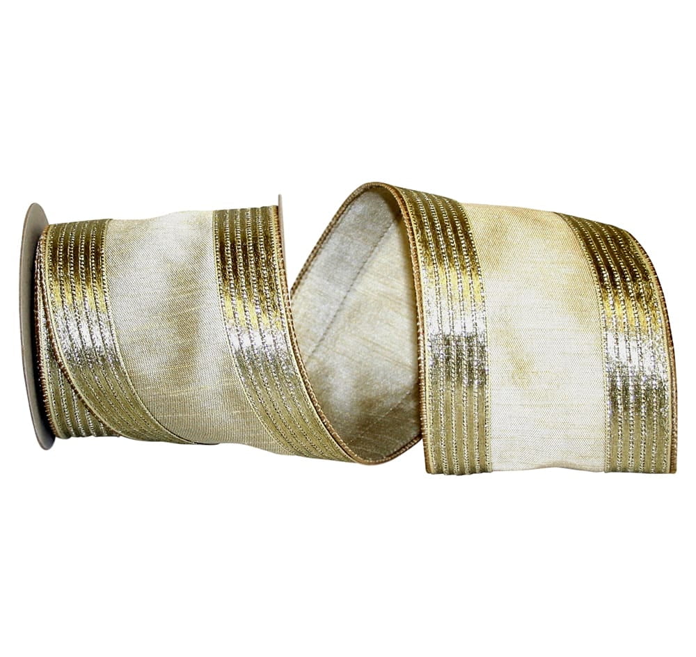 Reliant Ribbon - 92897W-075-10D, Platinum Silk Metallic Wired Edge ...