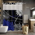 Bohemian Blue Floral No Hook Shower Curtain with Snap in Liner, Modern ...