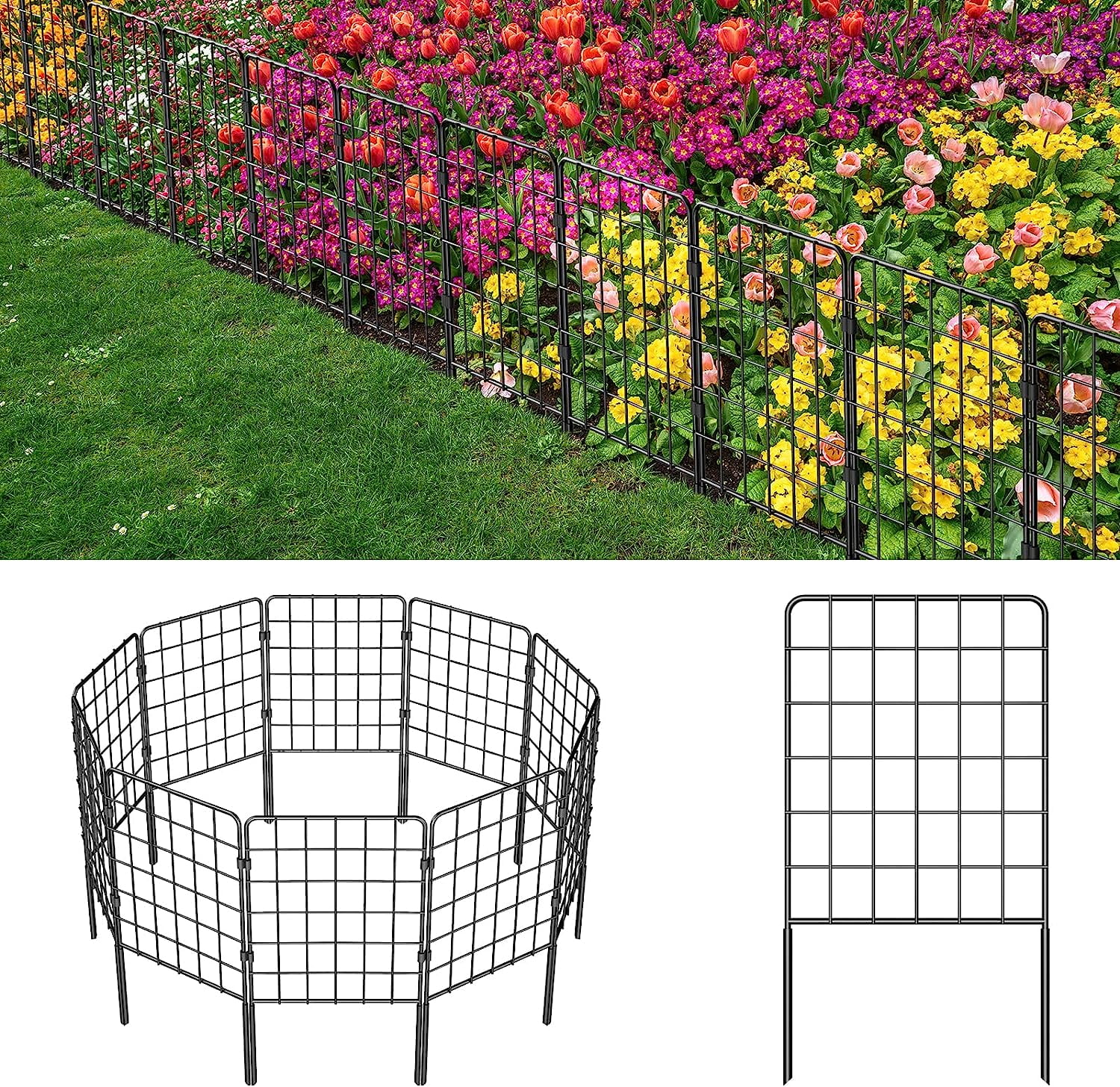 Decorative Garden Fence 19 Pack, 24in(H) x 20ft(L) Animal Barrier Fence ...