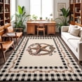 American Country 5x7ft Non Slip Area Rug Rusty Star Berries Vine Wreath ...