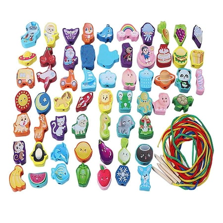 jovati Wooden Beads Threading Beads Activity Blocks Kids Learning ...