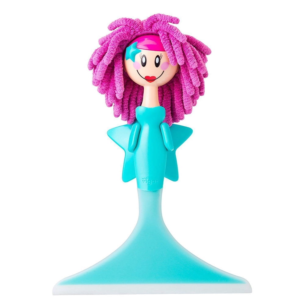 Vigar Dolls Mermaid Shower Squeegee & Microfiber Mini Mop with Suction ...