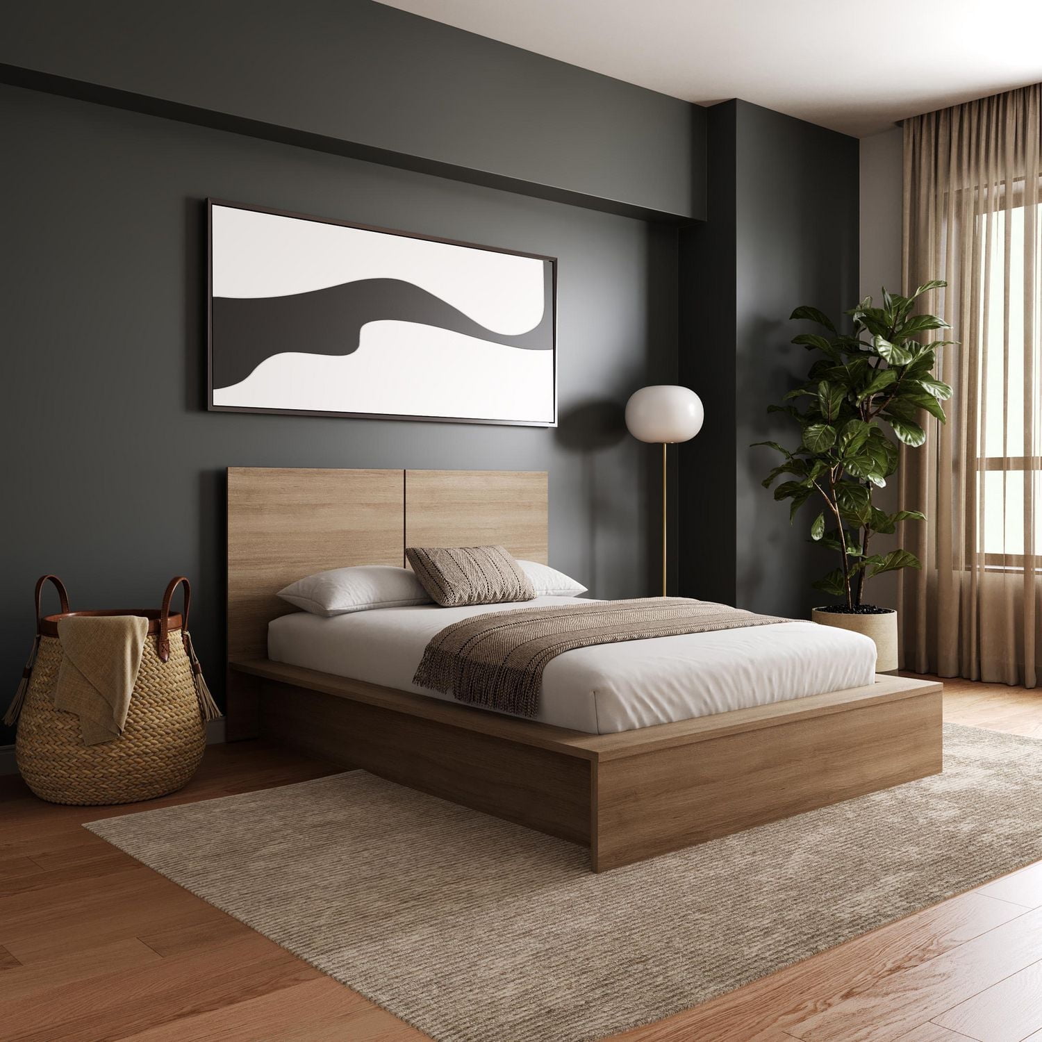 Click here for Nexera James Platform Bed With Headboard Double prices
