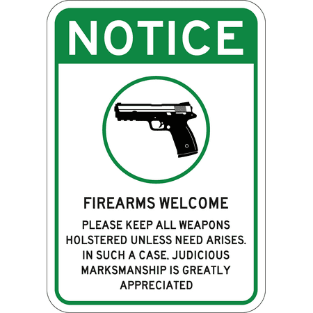 Guns Allowed sign 7"x 10" commercial aluminum with pre-drilled holes ...