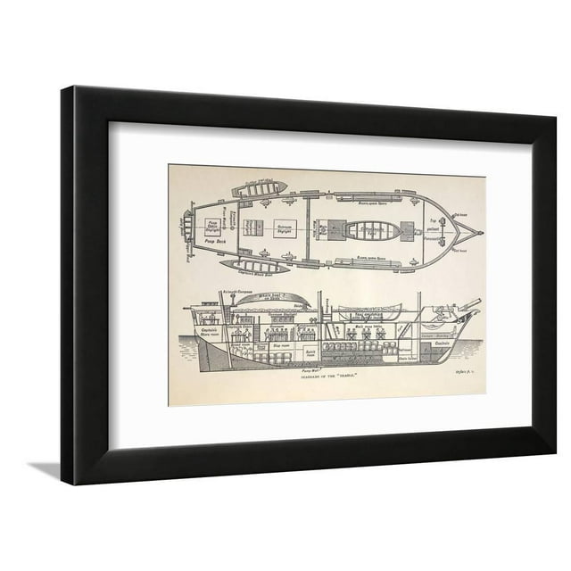 1832 Darwins Ship HMS Beagle Plan Framed Print Wall Art by Paul Stewart ...