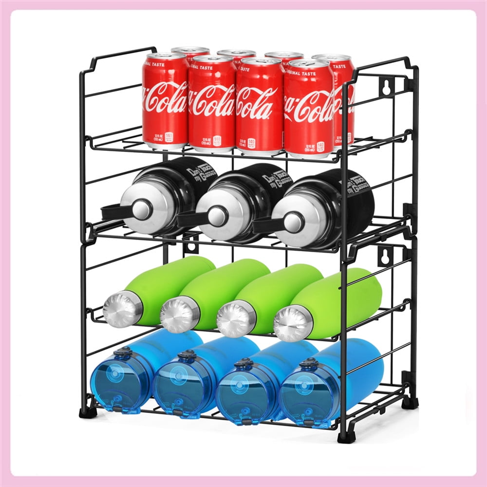 Adjustable Water Bottle Organizer Holder, 2-Tier 2 Pack Stackable Wall ...