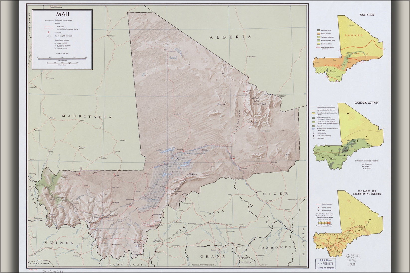 24"x36" Gallery Poster, cia map of Mali 1970 - Walmart.com