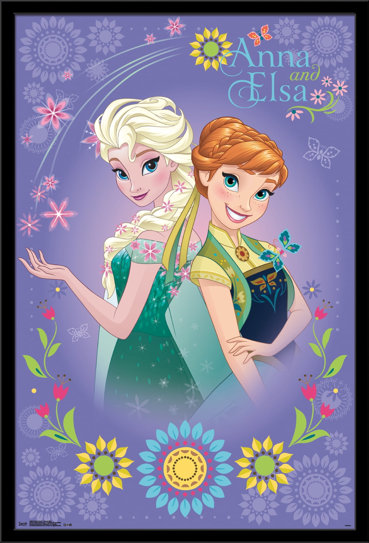 Disney Frozen Fever - Anna and Elsa Wall Poster, 22.375" x 34", Framed ...