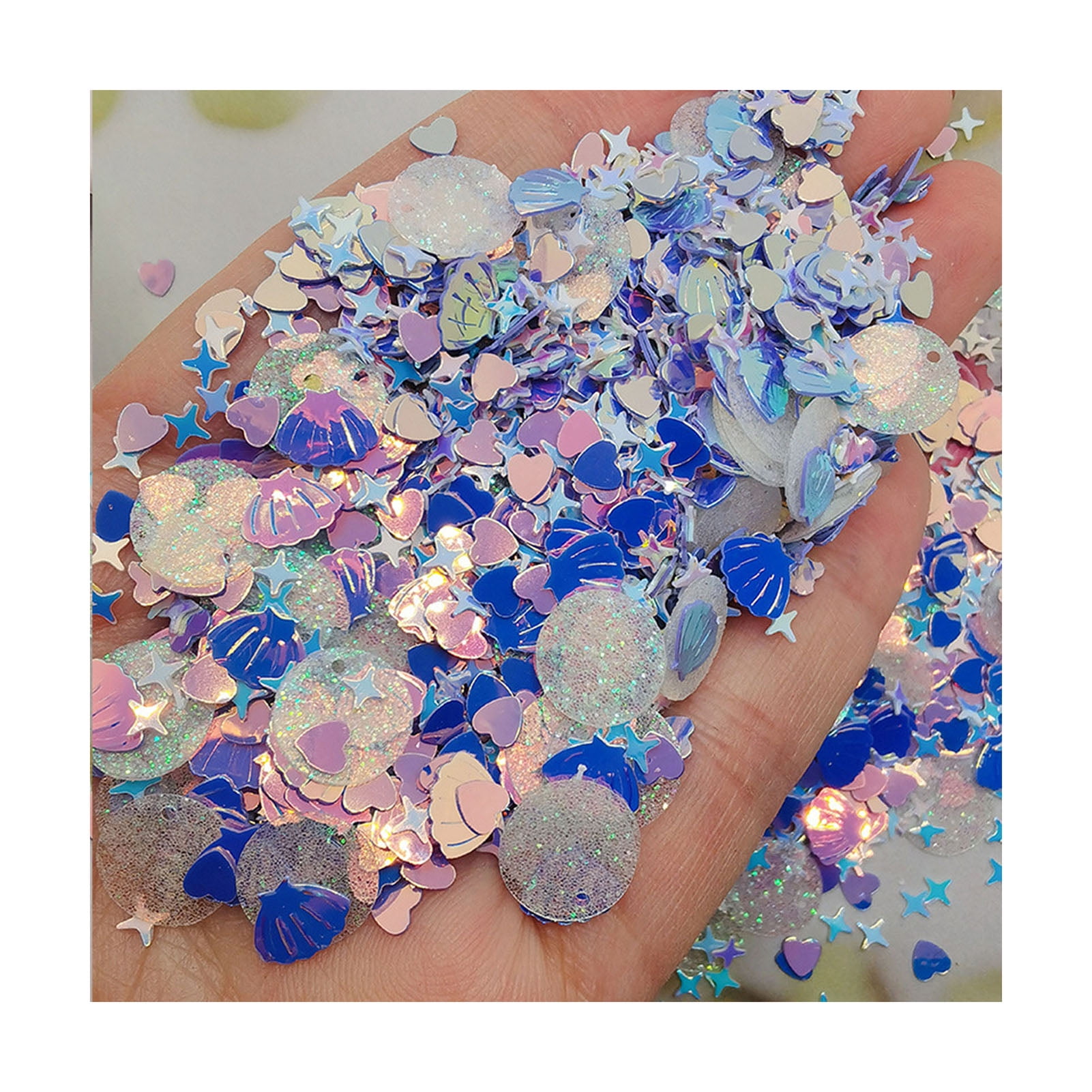 Hesroicy 1 Bag 10g Nail Sequin Shiny Effect Multiple Shapes Iridescent ...