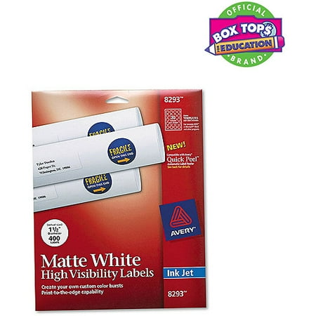 Avery 8293 Matte White High Visibility Labels, 400 Labels/Pack ...