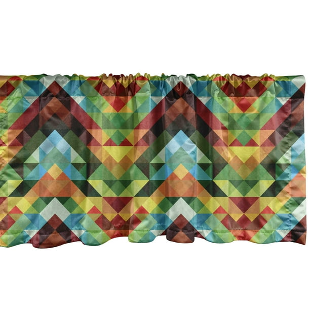 Colorful Window Valance Pack Of 2 Abstract Optic Effect Triangle