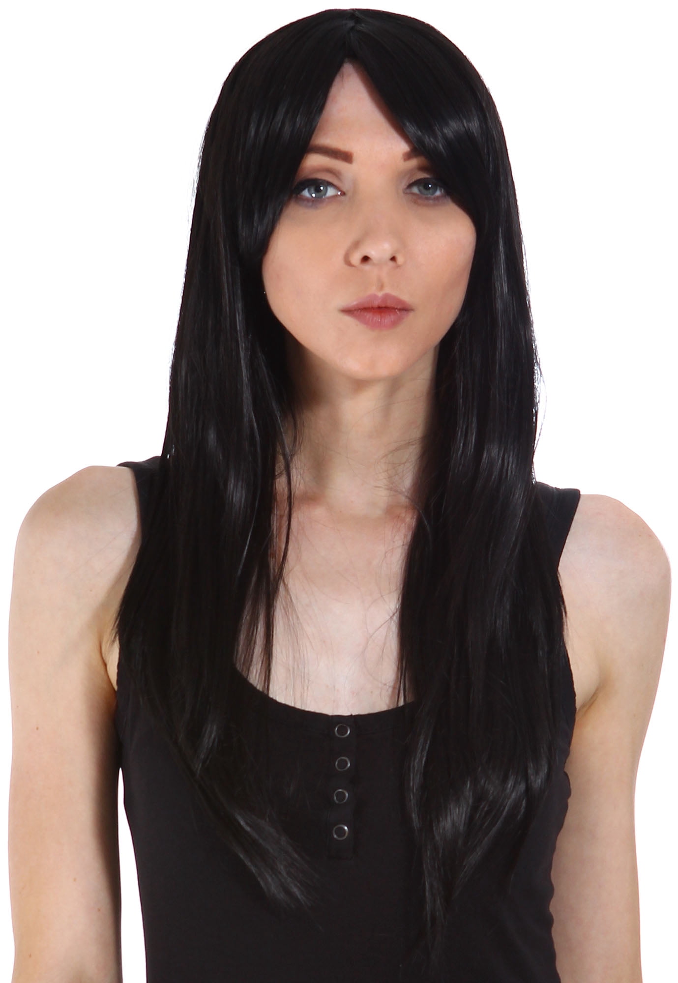 Cool2day Cute natural Fashion Long Straight Wig Kanekalon BLACK Full ...
