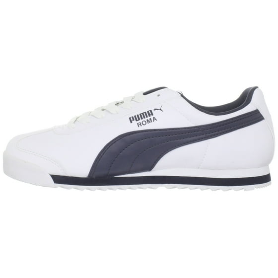 PUMA - PUMA Men's Roma Basic Fashion Sneaker, White/New Navy - Walmart.com